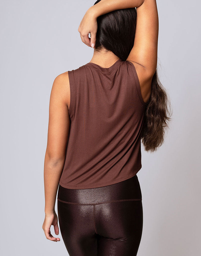 Motion Cropped Tank Chocolate | Emily Hsu Designs